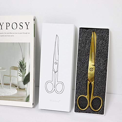 MultiBey Scissors Straight Recycled Stainless Steel 7" Copper Gold Multipurpose Fabric Leather Arts and Crafts Paper Shears Heavy Duty
