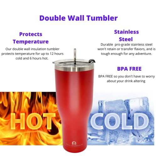 40 oz Tumbler Stainless Steel Double Wall Vacuum Insulated Tumbler With Spill Proof Lid and Straw (Red)