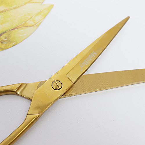 MultiBey Scissors Straight Recycled Stainless Steel 7" Copper Gold Multipurpose Fabric Leather Arts and Crafts Paper Shears Heavy Duty