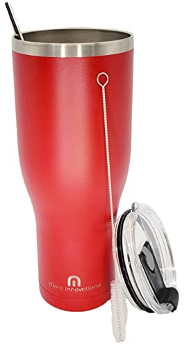 40 oz Tumbler Stainless Steel Double Wall Vacuum Insulated Tumbler With Spill Proof Lid and Straw (Red)