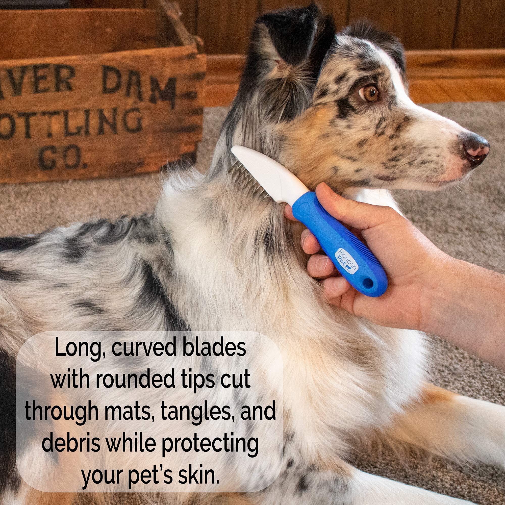 Horicon Pet 2 In 1 Dematting Razor Comb and 37 Pin Detangling Pet Comb Set - Removes Knots, Matted Fur, & Tangles Gently For Dogs & Cats