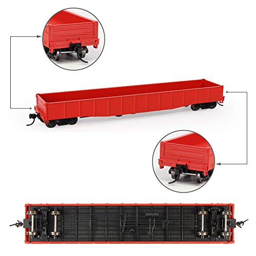 Evemodel C8743R 3pcs HO Scale 1:87 53ft Open Gondola Car Red Wagon Railway Transporter Model Train Container Carriage Freight Car