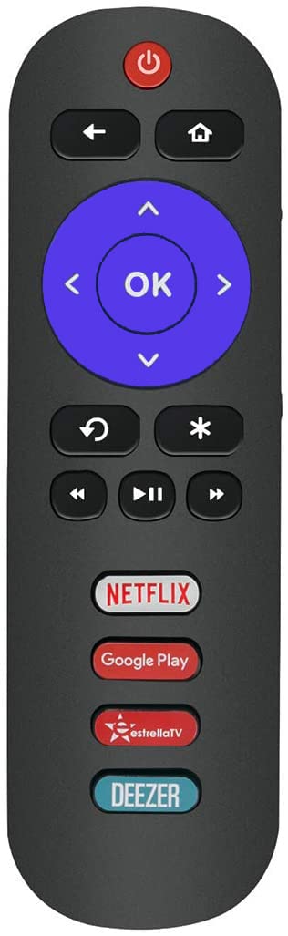 Universal Remote Control Compatible with TCL Roku TVs with Google Play EstrellaTV DEEZER Netflix Shortcut Key