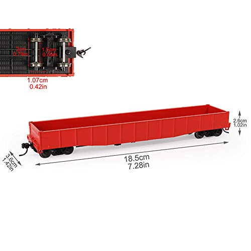 Evemodel C8743R 3pcs HO Scale 1:87 53ft Open Gondola Car Red Wagon Railway Transporter Model Train Container Carriage Freight Car