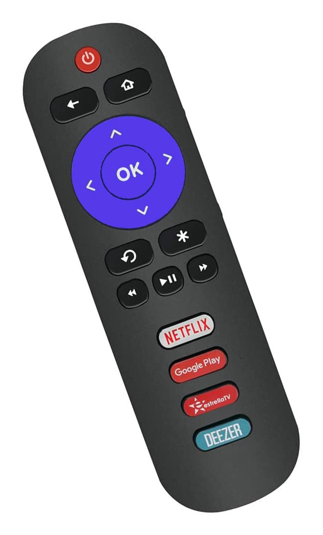 Universal Remote Control Compatible with TCL Roku TVs with Google Play EstrellaTV DEEZER Netflix Shortcut Key