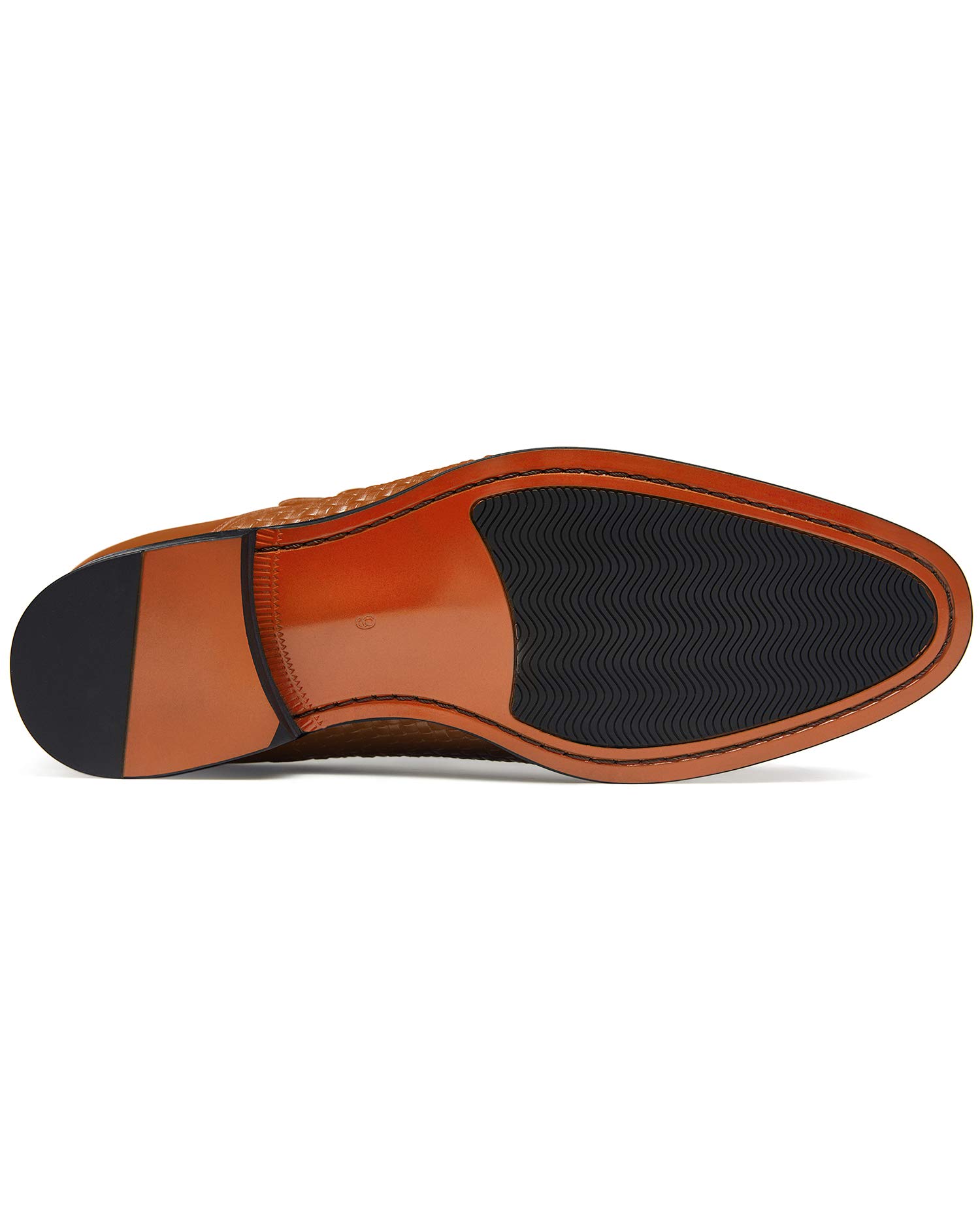 FRASOICUS Men ’s Dress Shoes Genuine Leather Single Monk Strap Slip-On Shoes for Formal Occasions 13 Brown