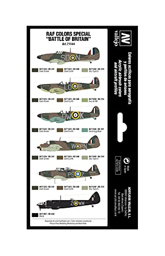 Vallejo RAF Colors Special Battle of Britain 'Air War Color Series' Model Paint Kit, contains 8 x 17ml bottles