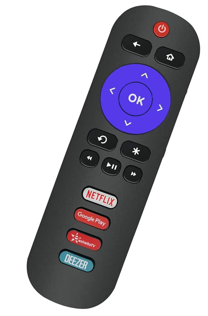 Universal Remote Control Compatible with TCL Roku TVs with Google Play EstrellaTV DEEZER Netflix Shortcut Key