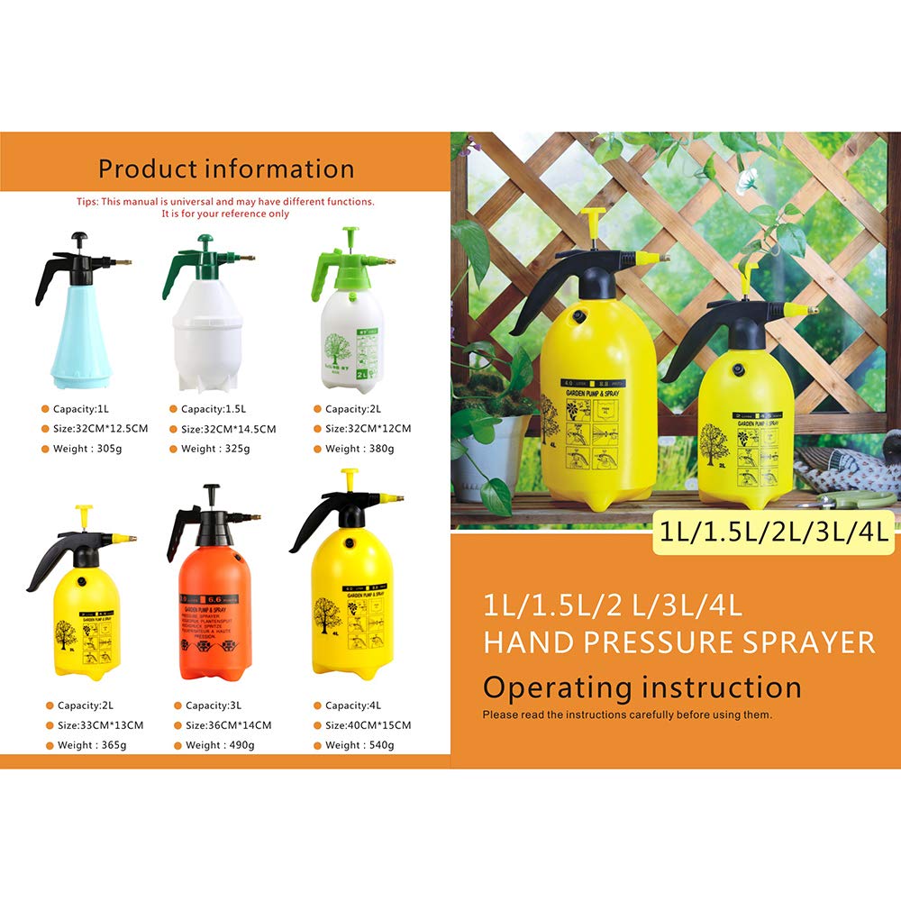 CLICIC Garden Pump Sprayer Portable,Hand-held Lawn Pressure Pump Sprayer Bottle with Adjustable Nozzle for Spraying Weeds/Watering/Home Cleaning/Car Washing 1 Gallon