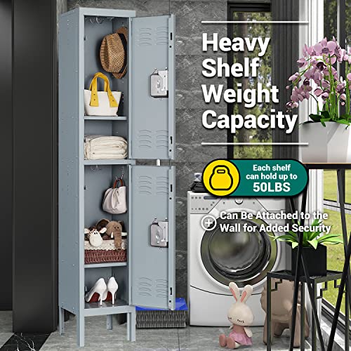 Fesbos Metal Lockers for Employees Steel Storage Locker with 2 Doors for Office School Gym Metal Storage Cabinets for Home, Office, Gym, School