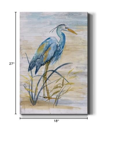 Renditions Gallery Animals Wall Art Abstract Paintings for Decor Rustic Yellow Blue Heron Bird Canvas Artwork Prints for Bedroom Living Room Office Walls - 18"X27" LT15