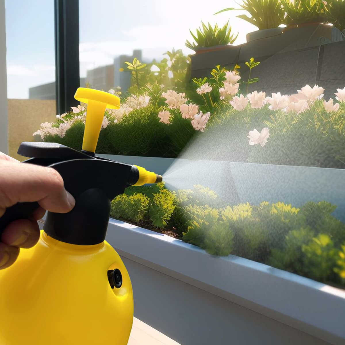 CLICIC Garden Pump Sprayer Portable,Hand-held Lawn Pressure Pump Sprayer Bottle with Adjustable Nozzle for Spraying Weeds/Watering/Home Cleaning/Car Washing 1 Gallon