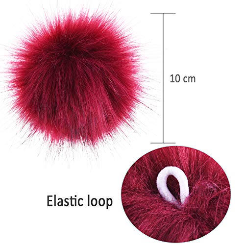 SIQUK 46 Pcs Faux Fur Fluffy Pom Pom Balls with Elastic Loop for Hats Scarves Gloves Bags Accessories (23 Mild Colors, 2 Pcs Each)