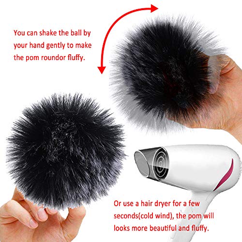 SIQUK 46 Pcs Faux Fur Fluffy Pom Pom Balls with Elastic Loop for Hats Scarves Gloves Bags Accessories (23 Mild Colors, 2 Pcs Each)