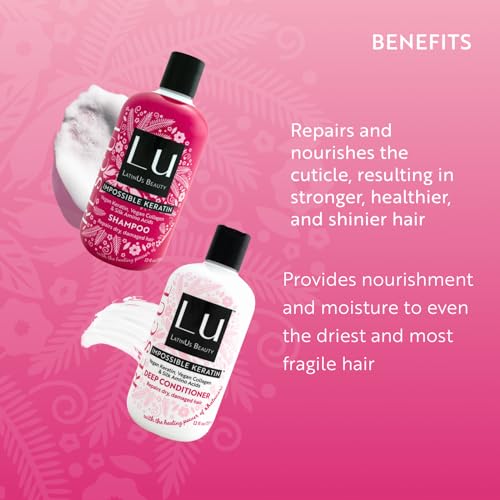 LATINUS BEAUTY RESCUE Impossible Keratin Anti-Frizz Shampoo and Conditioner Set for Dry, Damaged Hair (12 oz each)