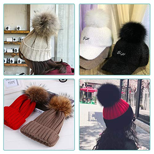 SIQUK 46 Pcs Faux Fur Fluffy Pom Pom Balls with Elastic Loop for Hats Scarves Gloves Bags Accessories (23 Mild Colors, 2 Pcs Each)