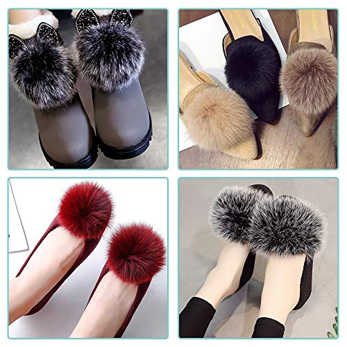 SIQUK 46 Pcs Faux Fur Fluffy Pom Pom Balls with Elastic Loop for Hats Scarves Gloves Bags Accessories (23 Mild Colors, 2 Pcs Each)