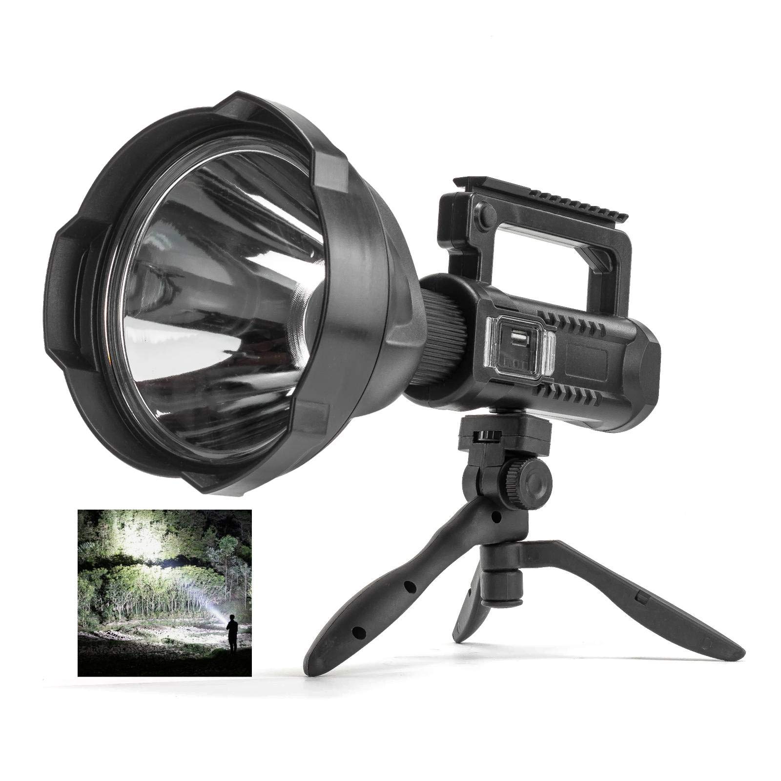 Rechargeable Spotlight, Super Bright 200000 Lumens Led Spot Lights Flashlight 8000 mAh Large Handheld Searchlight Long Lasting for Outdoor Hunting Boating Camping