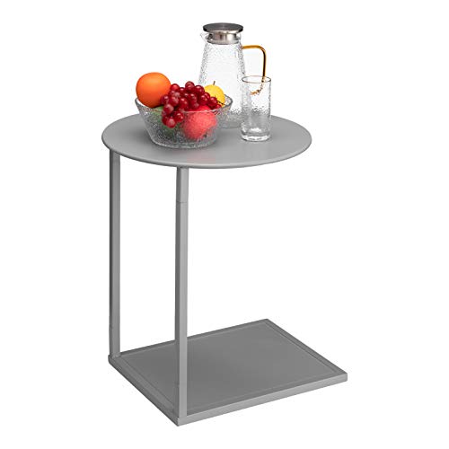 HollyHOME Round&Rectangle Metal End Side Table, Accent Anti-Rust Waterproof Simplistic Sofa Table, Modern Outdoor&Indoor Characteristic Coffee Table, (D)18.03"x(H)23.03"x(L)17.24"x(W)13.27", Grey