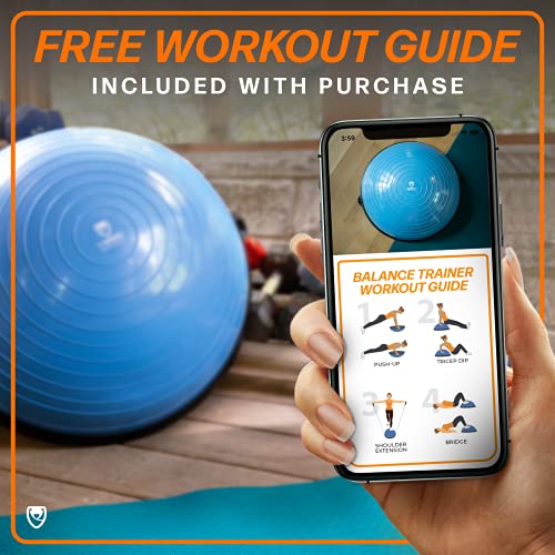 URBNFit Half Balance Ball - Yoga Ball Balance Trainer for Core Stability & Full Body Workout at Home or Gym - Resistance Bands, Pump and Exercise Guide Included - Black