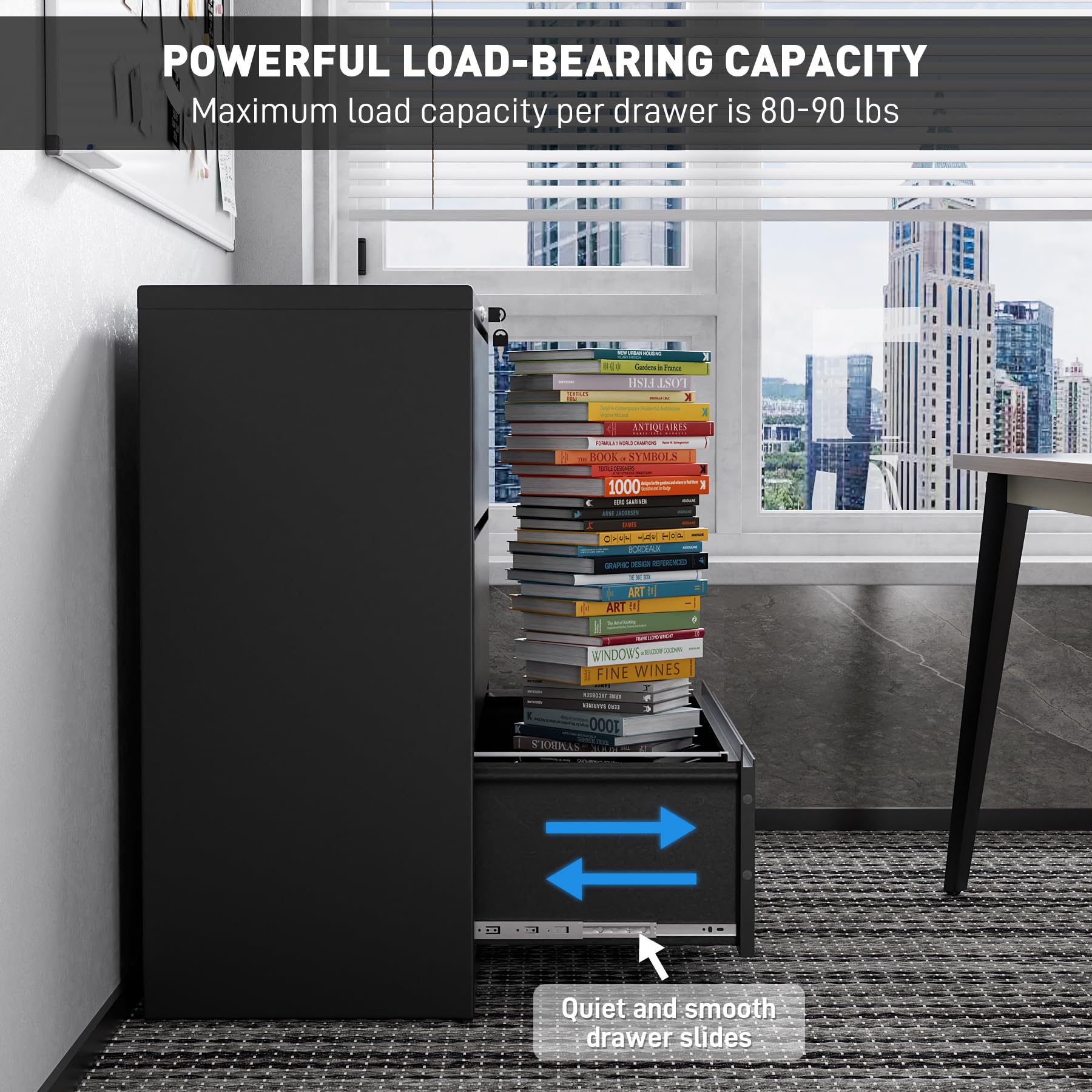 WIILAYOK Lateral File Cabinet with Lock,3 Drawer File Cabinet for Home and Office, Organizer Storage Lateral Locking Filing Cabinet, Black