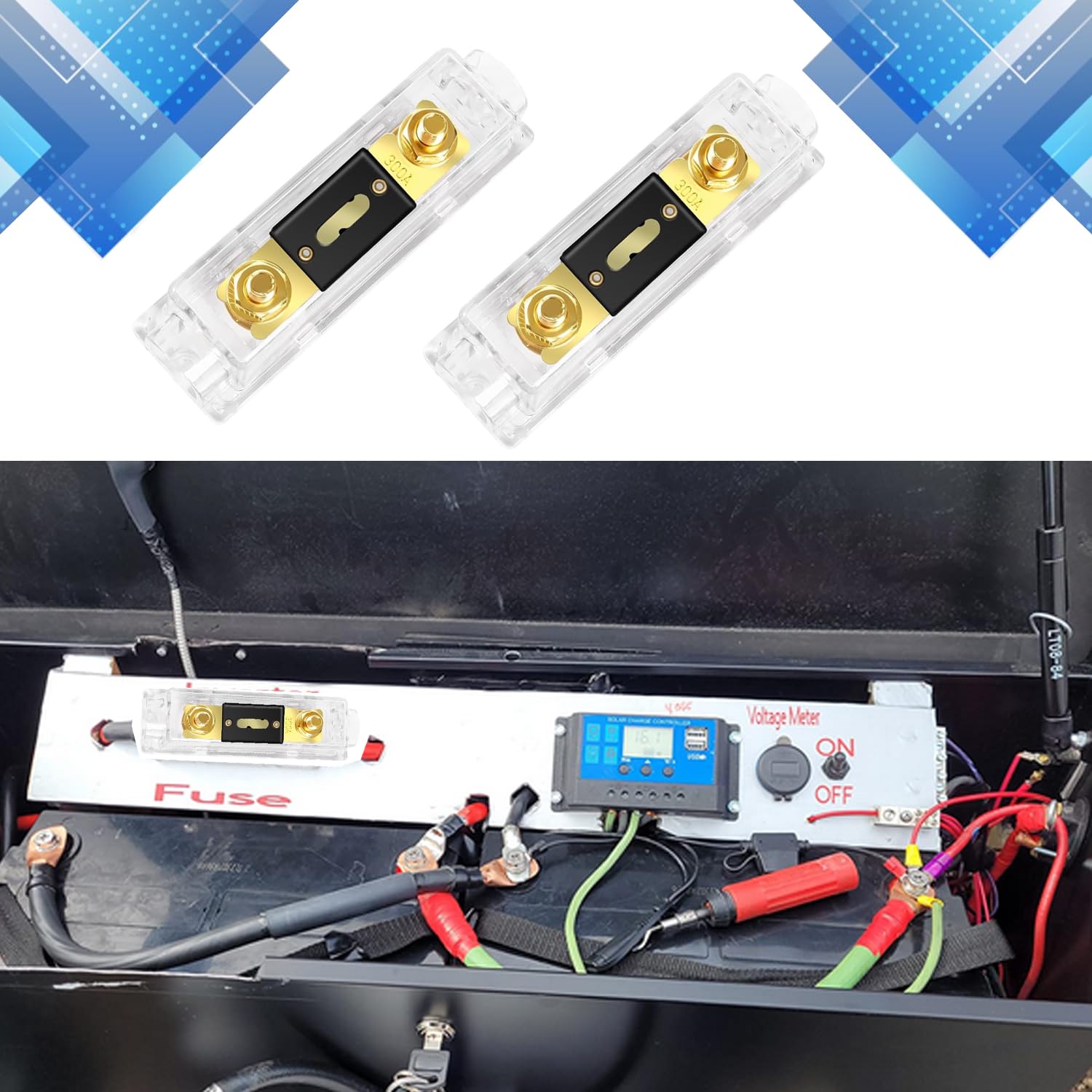 smseace 200AMP ANL Fuse Holder Kit Including Transparent Fuse Base,200a Copper anl Fuse,5/16-1/0AWG Copper Ring Terminal and Heat shrinkable Tube for car Audio and Other high Current Applications