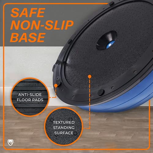 URBNFit Half Balance Ball - Yoga Ball Balance Trainer for Core Stability & Full Body Workout at Home or Gym - Resistance Bands, Pump and Exercise Guide Included - Black