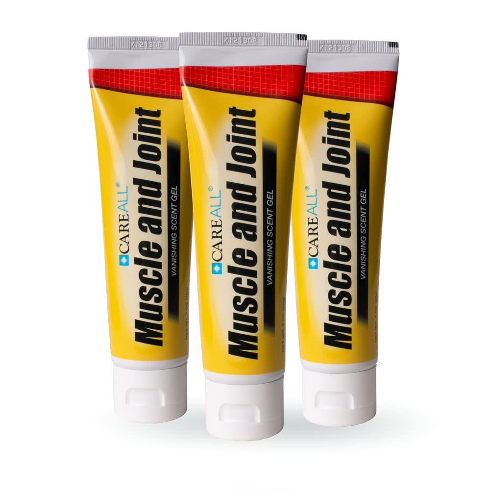 CareAll Muscle & Joint Vanishing Scent Gel, 3.0 oz. (3 Pack), Non-Greasy, Pain Relief Gel for Muscle, Back and Minor Arthritis, Topical Analgesic, 2.5% Menthol