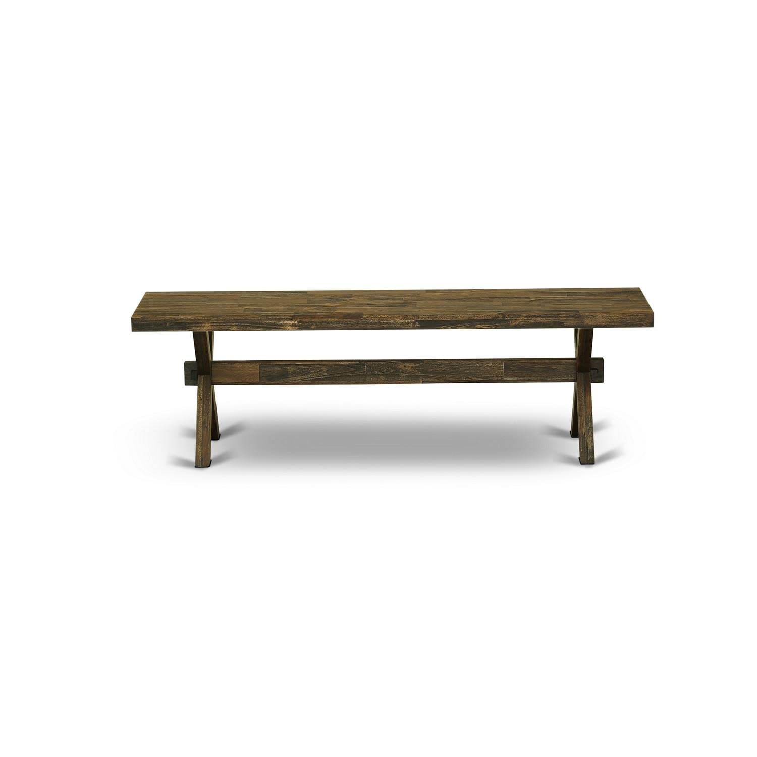 East West Furniture XB776 X-Style Modern Kitchen Bench with Wooden Seat, 60x15x18 Inch, Multi-Color