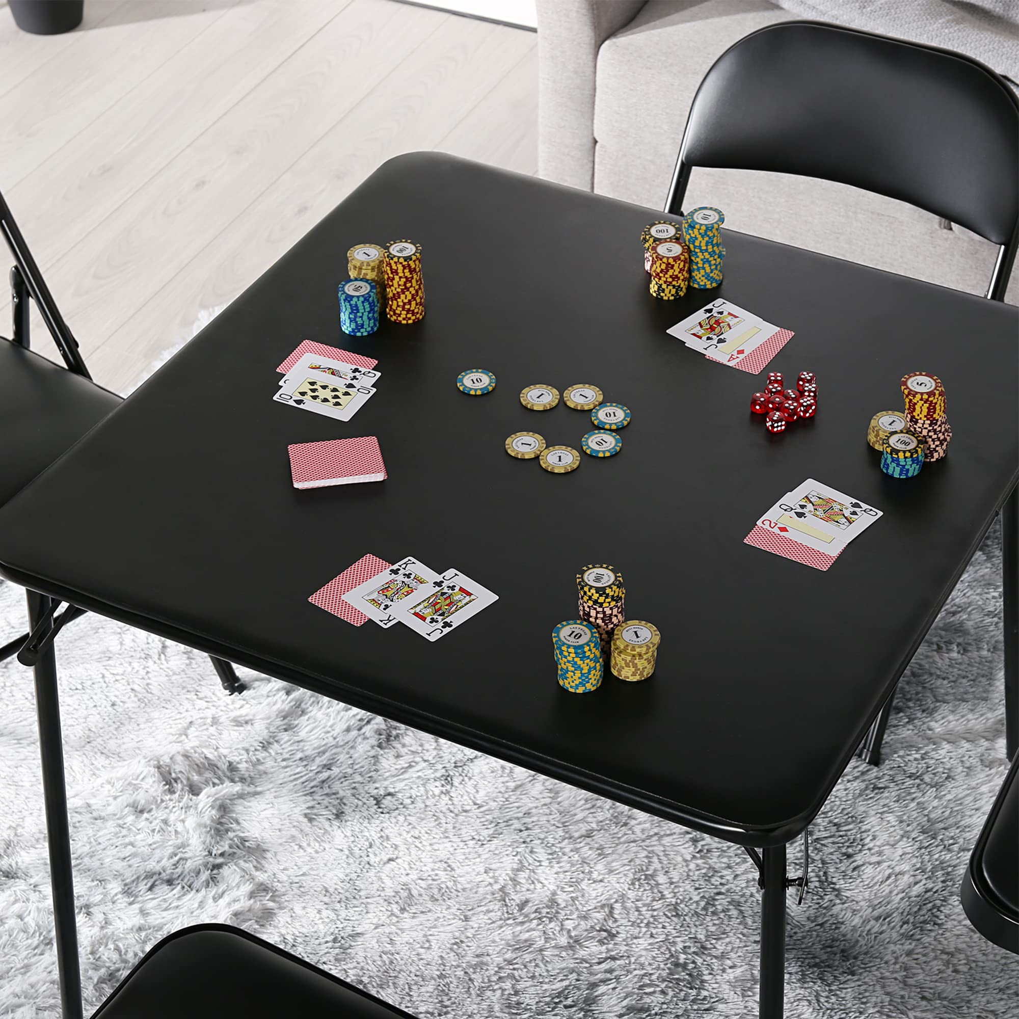 VECELO Portable Folding Card Table Square with Collapsible Legs & Vinyl Upholstery, 1 Piece