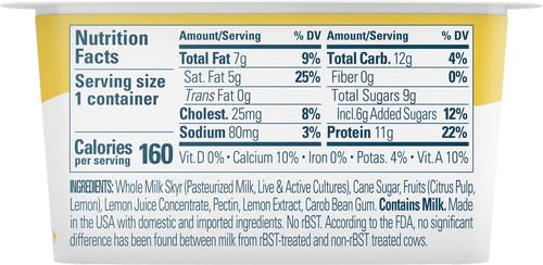 Icelandic Provisions Extra Creamy Skyr Lemon Whole Milk Yogurt, 4.4 oz