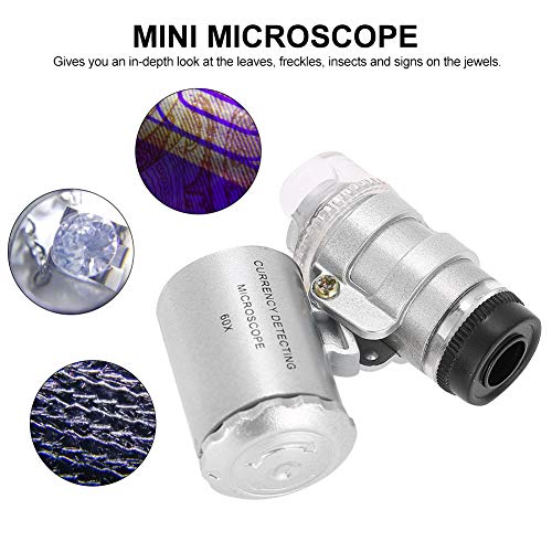 Semme Jewelry Magnifier, 60X Mini Microscope Pocket Magnifier Loupe Magnifying with LED UV Ligh for Jewelry, Diamonds, Gems, Coins, Engravings
