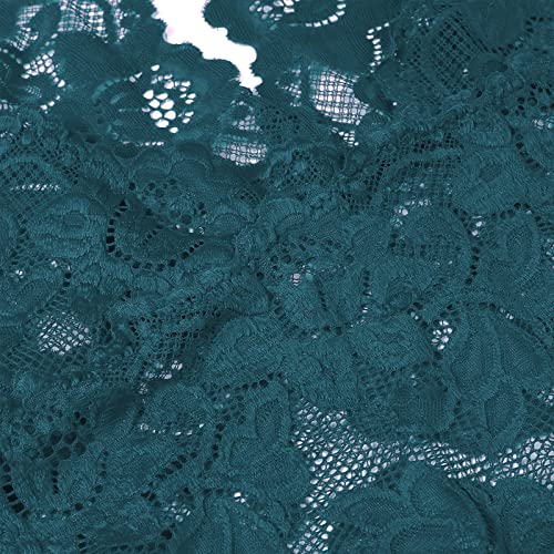 Gladiolus Womens Lingerie Lace Babydoll Sexy Deep V Halter One Piece Lingerie Dress Blue M
