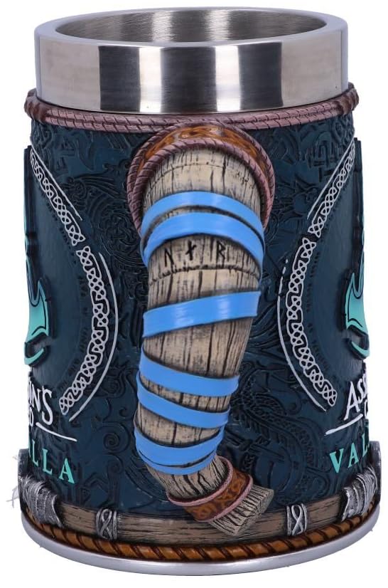 Assassin's Creed Nemesis Now B5335S0 Officially Licensed Valhalla Viking Game Tankard, Resin w. Stainless Steel, 300 milliliters, Multicolour
