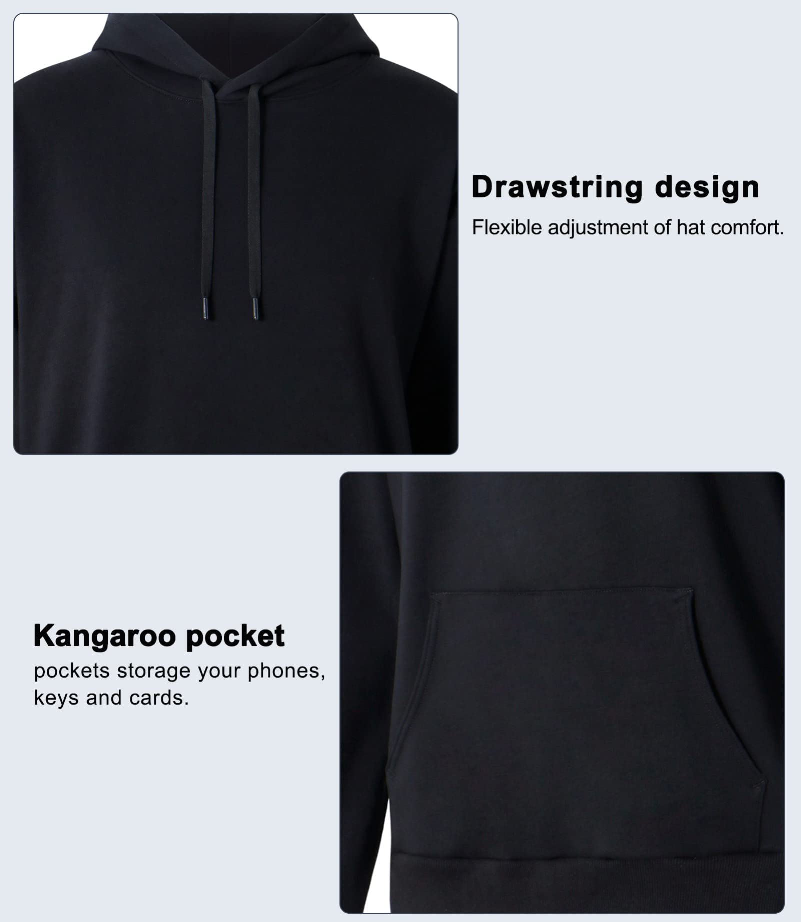 THE GYM PEOPLE Men's Hoodie, 609 Black(Fleece Lined), X-Large