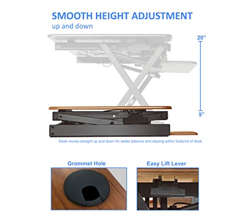 Rocelco 46" Large Height Adjustable Standing Desk Converter with Double Monitor Mount BUNDLE - Quick Sit Stand Up Computer Workstation Riser - Retractable Keyboard Tray - Black (R DADRB-46-DM2)
