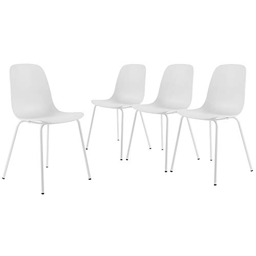thksbought Set of 4 Dining Chairs with Legs for Kitchen Living Room(Matte White)