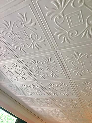 A la Maison Ceilings R159 Cockatoos Foam Glue-up Ceiling Tile (256 sq. ft./Case), Pack of 96, Plain White