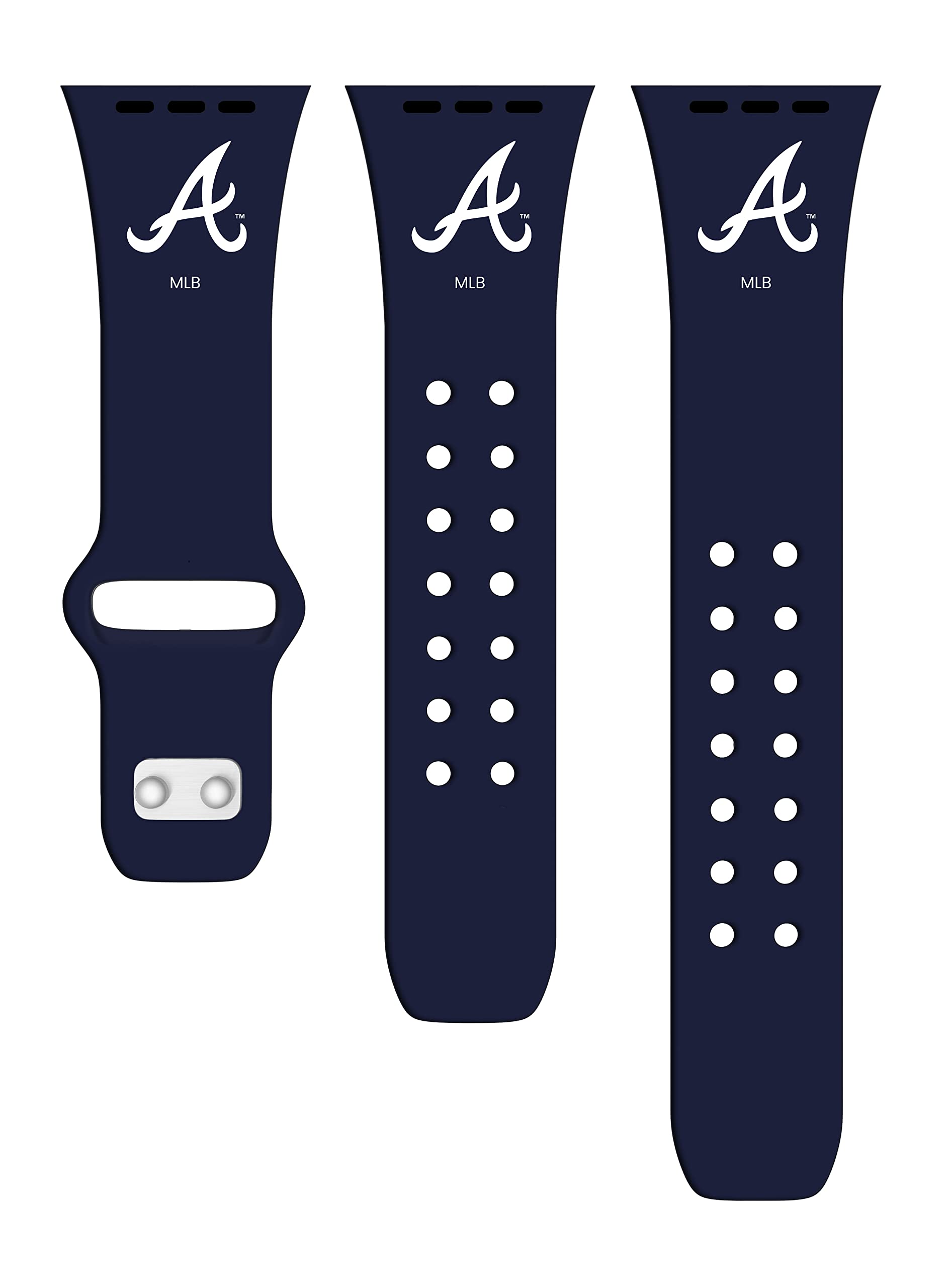 Game Time Atlanta Braves Silicone Watch Band Compatible with Apple Watch (42/44/45mm Navy)