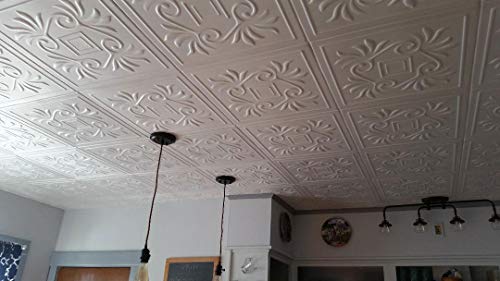 A la Maison Ceilings R159 Cockatoos Foam Glue-up Ceiling Tile (256 sq. ft./Case), Pack of 96, Plain White