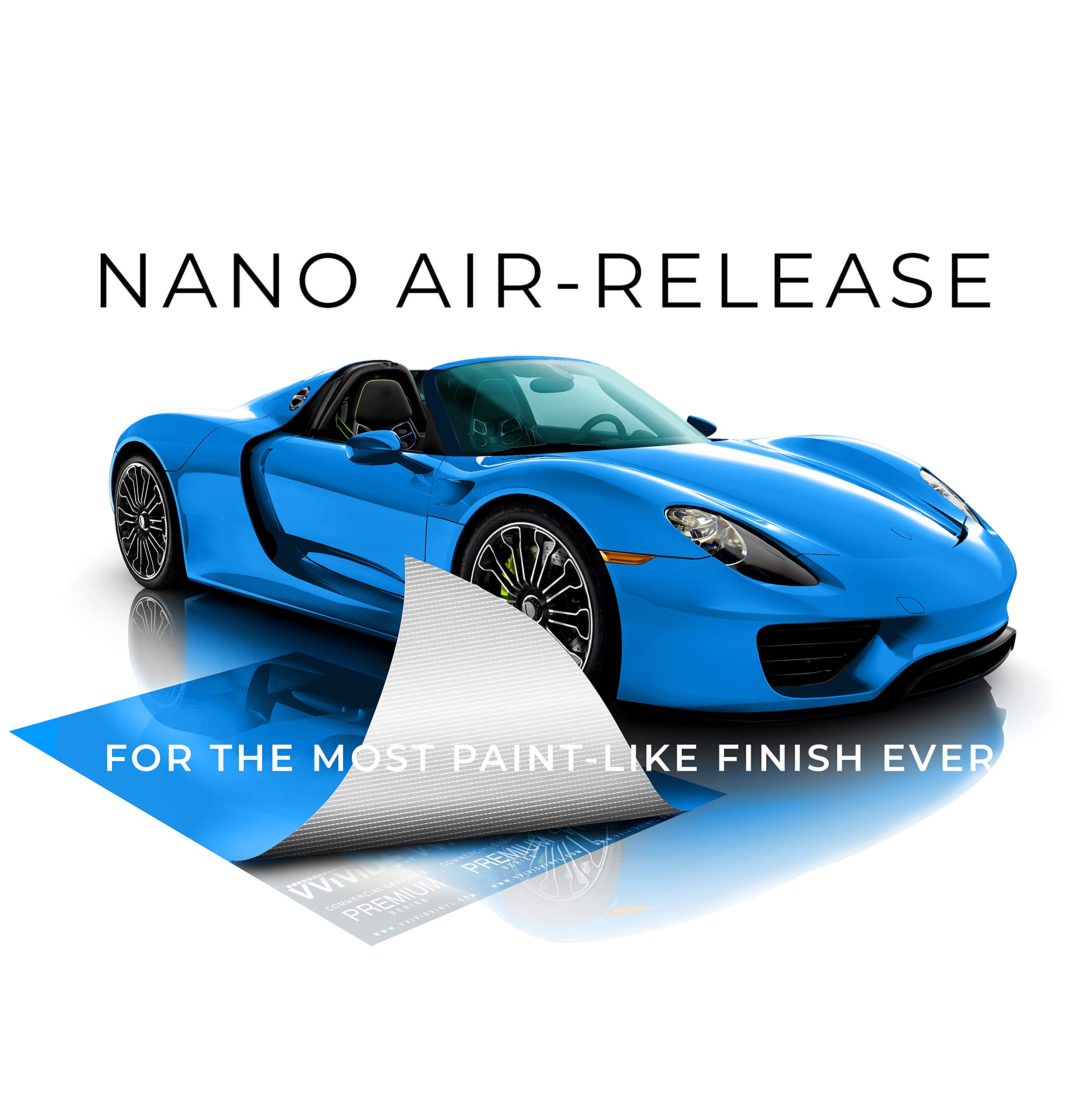 VViViD+ Ultra Gloss Smurf Blue Vinyl Car Wrap Premium Paint Replacement Film Roll with Nano Air Release Technology, Stretchable Protective Cap Liner, Self Adhesive, Indoor Outdoor (1ft x 5ft)