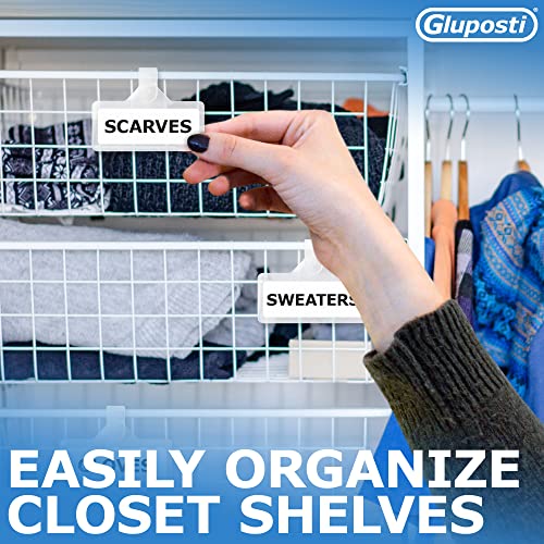 25 Clear Plastic Wire Shelf Label Holders for Adhesive Labels, Professional Display Retail Price Tag Ticket Hanger Clips, Snap On Pantry Sign Label Holder for Wire Shelves & Baskets (3" W x 1.25" H)