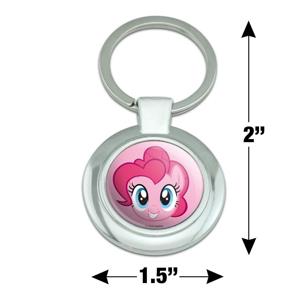 GRAPHICS & MORE My Little Pony Pinkie Pie Face Keychain Classy Round Chrome Plated Metal