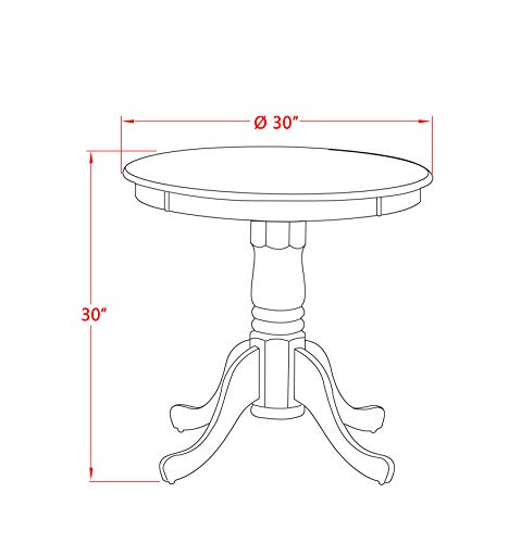 East West Furniture ESSI3-MAH-35 3 Piece Modern Dining Table Set Contains a Round Wooden Table with Pedestal and 2 Doeskin Linen Fabric Upholstered Chairs, 30x30 Inch, Mahogany