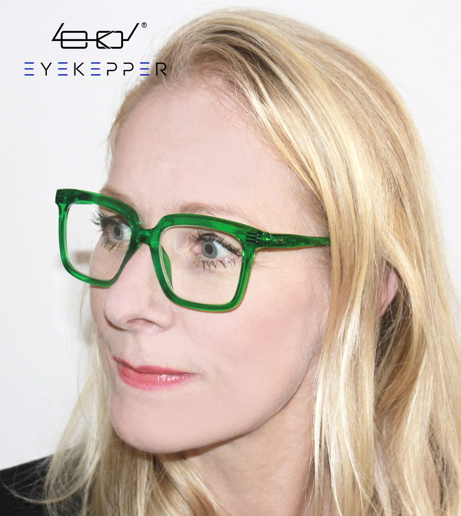 Eyekepper Square Reading Glasses for Women Large Frame Readers - Green +1.50