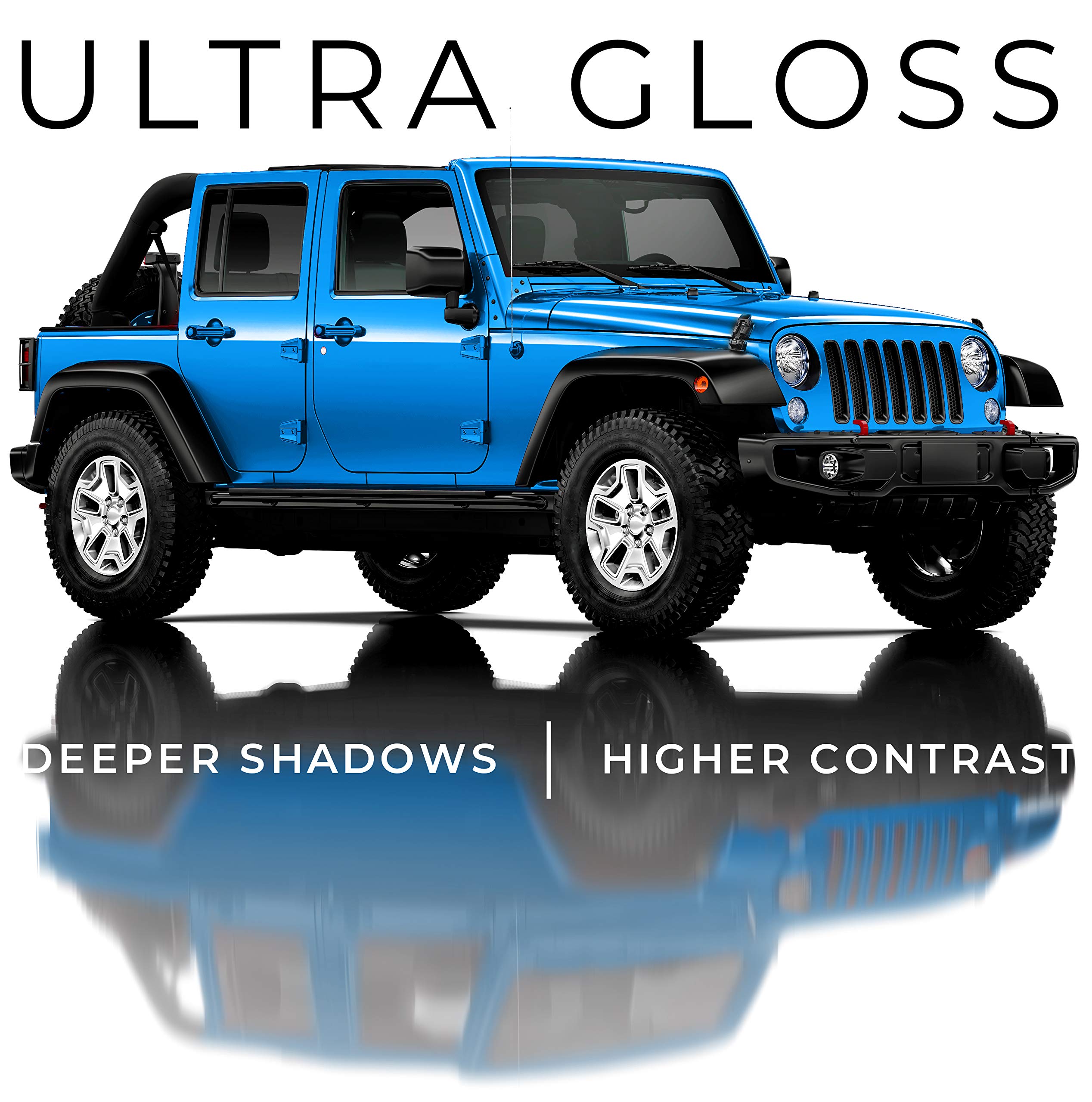 VViViD+ Ultra Gloss Smurf Blue Vinyl Car Wrap Premium Paint Replacement Film Roll with Nano Air Release Technology, Stretchable Protective Cap Liner, Self Adhesive, Indoor Outdoor (1ft x 5ft)