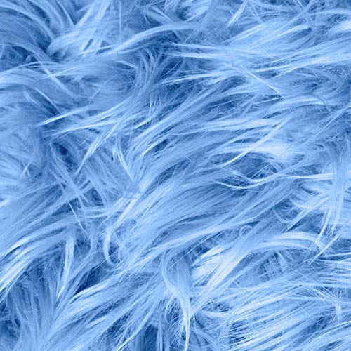 Faux Fur Fabric 10 X 10 Inches, 26 Colors Available, Shaggy Plush Fluffy Fuzzy Shannon Fur Patch for Fursuit, Cosplay, Costume, Dwarf, Craft Supply, Decoration (Baby Blue)
