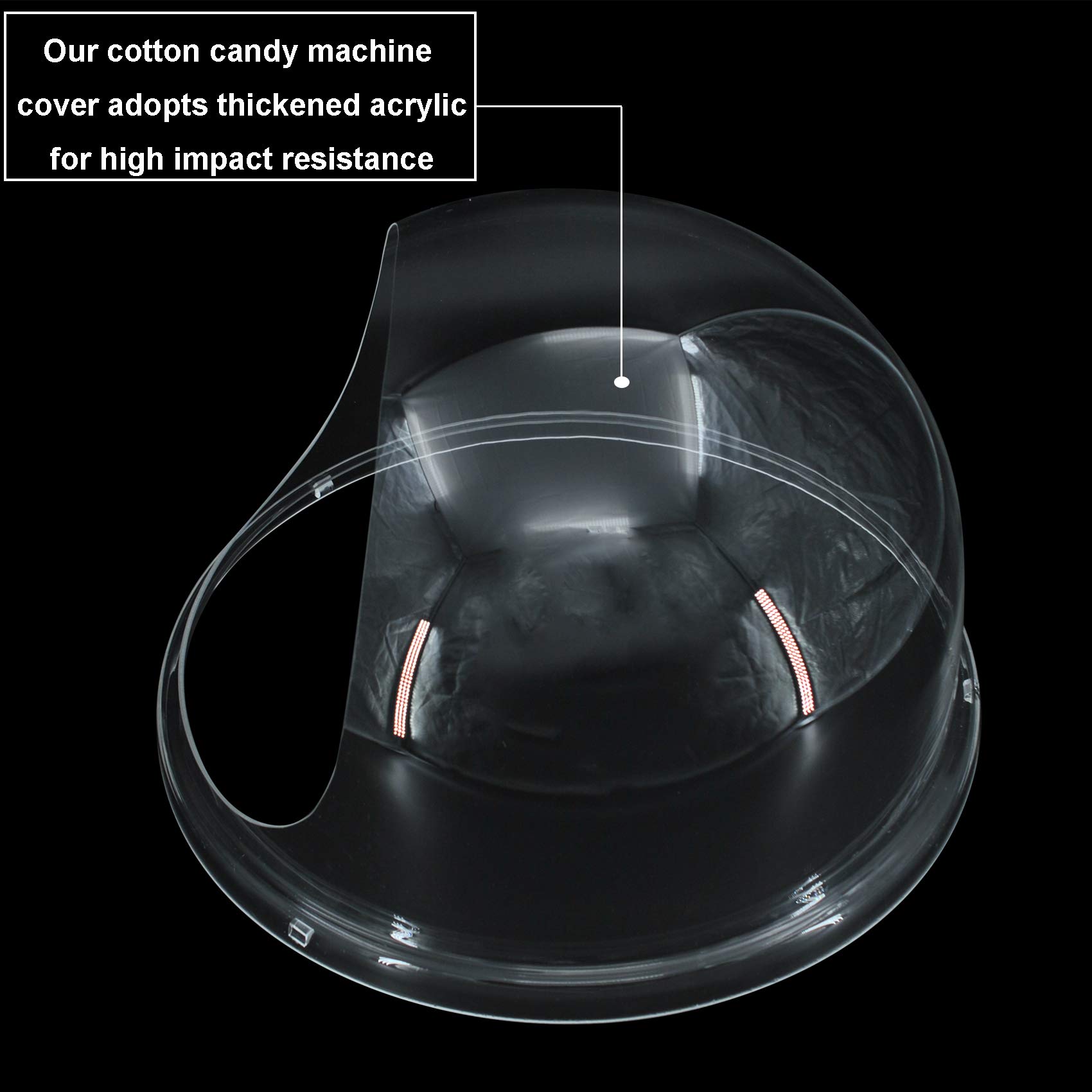 20.5" Commercial Cotton Candy Machine Bowl Bubble Cover Shield Floss Maker Clear Prevent Sugar Overload Plastic Cotton Candy Cover