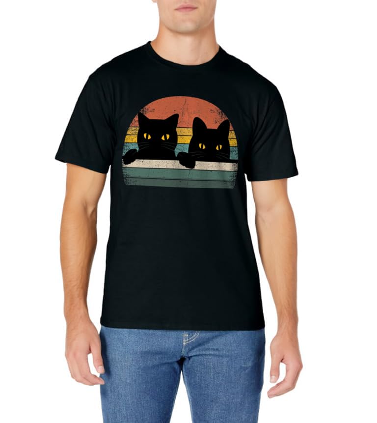 Black Cat Vintage Retro Style - Cats Lover Gift T-Shirt