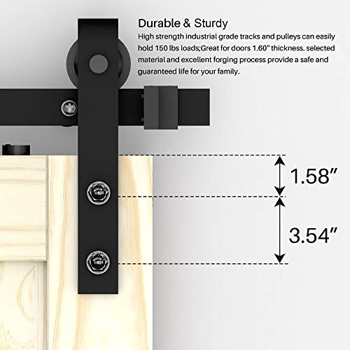 BELLEZE 36in x 84in Sliding Barn Door K-Frame with 6.6ft Barn Door Hardware Kit, Pre-Drilled, DIY Easy to Assemble, Unfinished